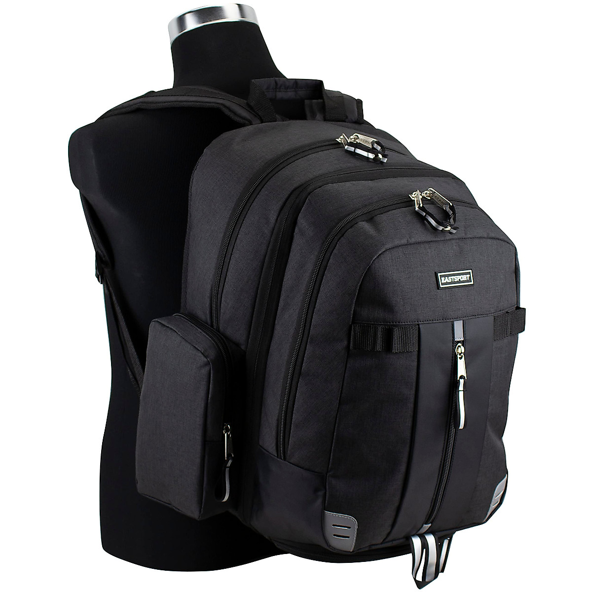 Eastsport Oversized Expandable Backpack with Removable EasyWash Bag, RECYCLED MATERIAL - Dark Grey Chambray