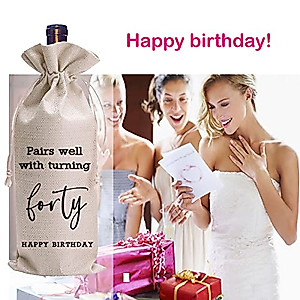 LANBAIHE 40th Birthday Wine Bag,Funny Birthday Party Gifts,Forty 40 Years Old Birthday Gifts Wine Bag for Mom,Wife, Friend,Sister,Brother, Him,Colleague,Coworker (40th Wine Bags)