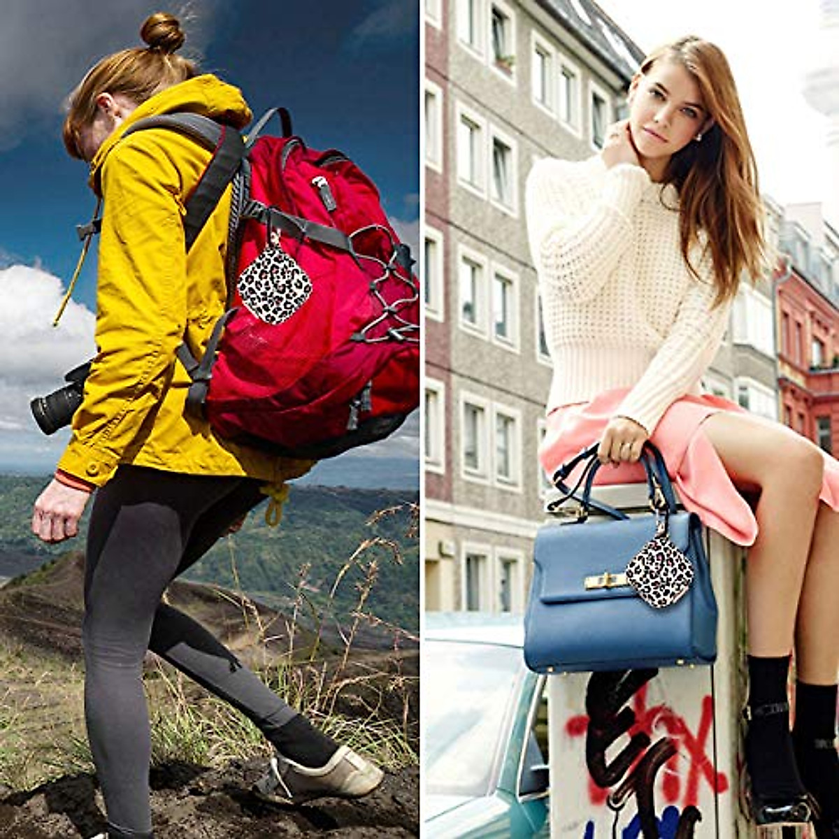 AIRSPO Silicone Case Cover for Powerbeats Pro Anti-Lost & Shockproof Easy Carrying Protective Case with Keychain (Leopard Print)