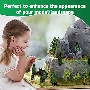 BUWUSMU 70 Pieces Mixed Model Trees - Ranging from 1.2 to 6.3 Inches, Ideal for Train Scenery, Architecture Models, DIY Crafts, Building Models, and Scenery Landscapes, Natural Green Color