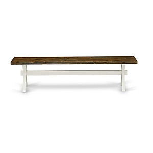 East West Furniture XB076 X-Style Mid Century Modern Dining Bench with Solid Wood Seat, 60x15x18 Inch, Multi-Color