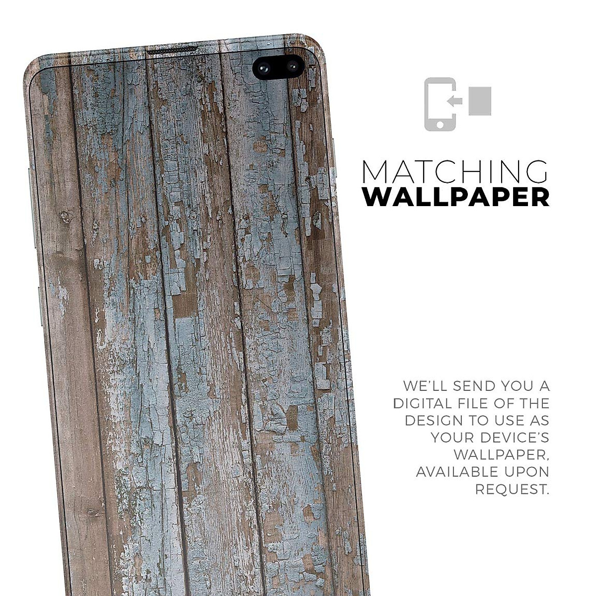 DesignSkinz Wood Planks with Peeled Blue Paint Protective Vinyl Decal Wrap Skin Cover Compatible with The Samsung Galaxy S20 (Screen Trim & Back Glass Skin)