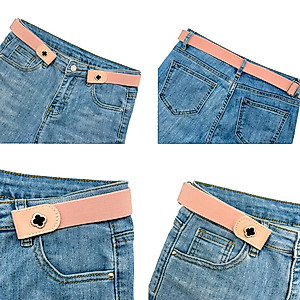 Kawuwa 4 Pieces Buckle Free Stretch Belt Comfortable Invisible Elastic Belt Adjustable Belt (Mac A Series)