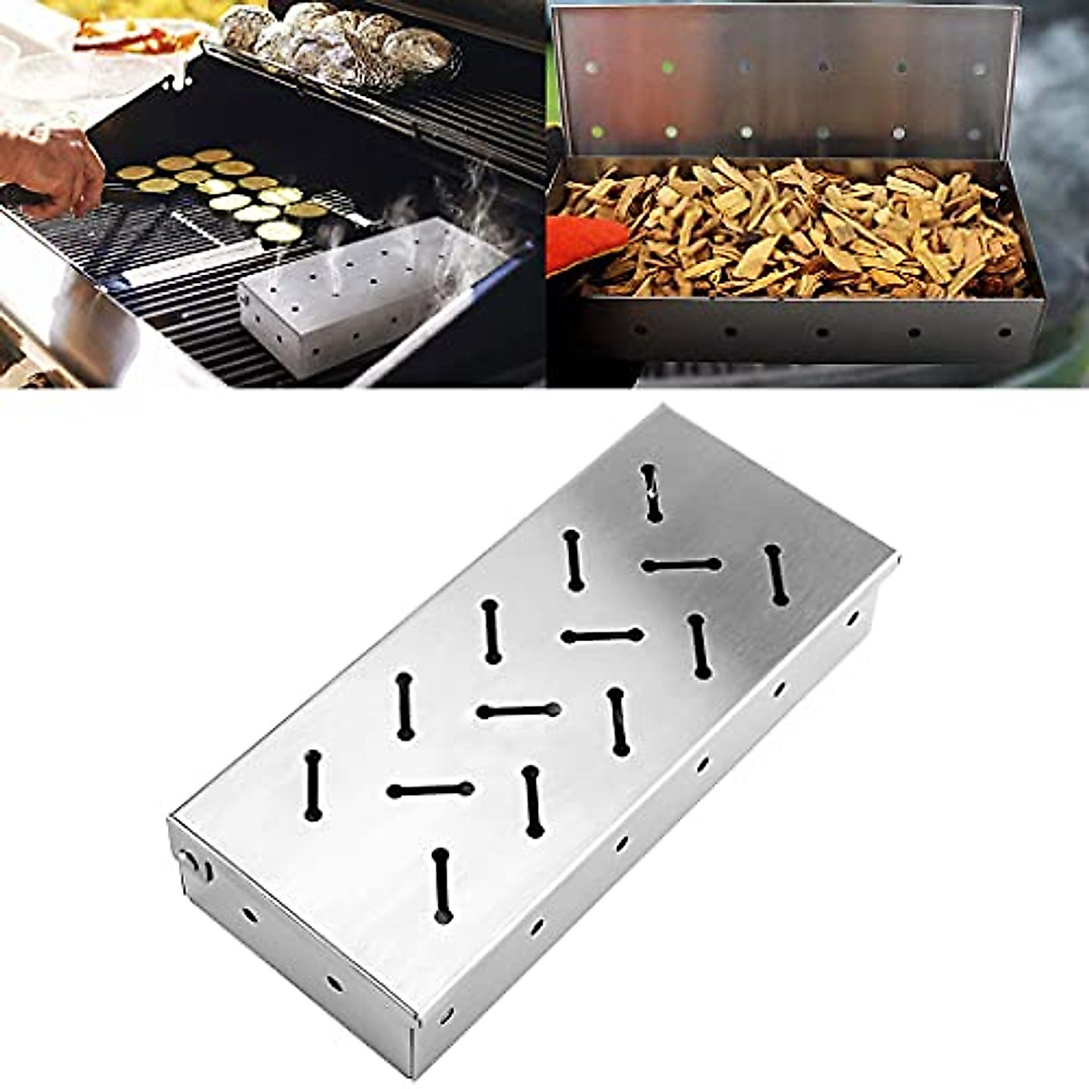 Ankexin BBQ Grill Smoker Box Outdoor Camping Smoking Mesh Boxes Smoke Generator Stainless Barbecue Pellet Smoker Kitchen Utensil