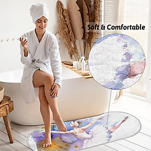 Tavisto Ballerina Girl Fluffy Oval Shaggy Rugs for Bedroom Aesthetic Plush Floor Mat - Soft and Absorbent - Ideal for Living Room,Home Decor, and Playrooms