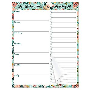 Weekly Meal Planner - Grocery List Magnetic Notepads 7" x 9" Meal Planning Pad with Tear Off Shopping List for Convenient Shopping - Notepad with Magnet for Refrigerator or Desk