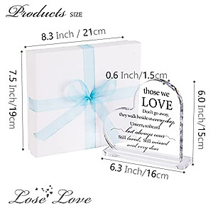 Qunrwe Sympathy Gift Memorial Bereavement Gifts,Acrylic Heart Condolence Gifts for Loss of Loved One,Loss of Father,Loss of Mother,Day of the Dead Table Decorations Remembrance Gifts