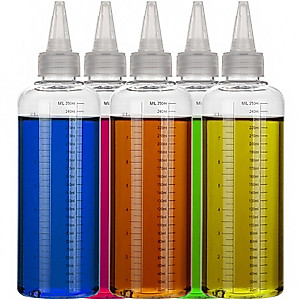 5pcs 260ml Twist bottle Liquid bottle Steel Bottles squeezable dropping bottler for Flavorings and liquid (Transparent, 260ml)