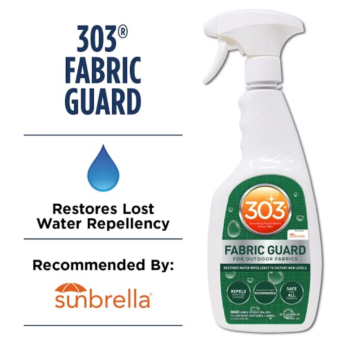 303 Fabric Guard - Restores Water and Stain Repellency To Factory New Levels, Simple and Easy To Use, Manufacturer Recommended, Safe For All Fabrics, 32oz (30606CSR) Packaging May Vary