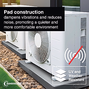 Cambridge Mini Split Gray AC Condenser Pad/Base, 18" W x 38" L x 3" H - Ideal for Air Conditioner Condenser Unit