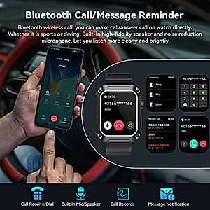 Tank Rival Smartwatch for Men Bluetooth Call(Answer/Dial Call) Military IP69K Waterproof Tactical Smart Watch, 1.83” Big Screen Outdoor Sports Blood Pressure Health Monitor Watch for Android iPhone