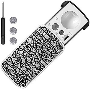 Jewelry Loupe Magnifier with LED Light, AFUNTA 30X,60X,90X Pocket Magnifying Glass for Rocks Stamps Coins Watches Hobbies Antiques Models Photos - Silver