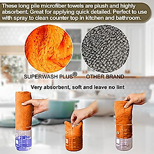 SUPERWASH PLUS Microfiber Towel for Cars Detailing Wash Polishing, Super Absorbent Premium Plush Microfiber Cloth for Household Cleaning, 16 x 14 in - 3 Pack