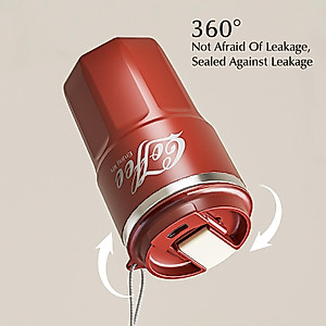 Colawind 16oz Travel Mug, Reusable Coffee Cups with Flip Top Lids, Stainless Steel Coffee Tumbler with Rope, 480ml Red Drink Cup for Iced Tea, Coffee, Water