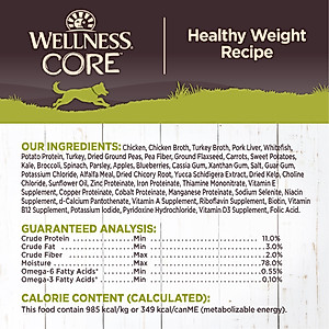 Wellness Natural Pet Food CORE Natural Wet Grain Free Canned Weight Management Dog Food, 12.5-Ounce Can (Pack of 12)