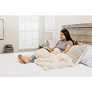 Chanasya Fuzzy Shaggy Faux Fur Throw Blanket and Pillow Cover 3-Piece Set - Lightweight Plush Sherpa Throw (50x65 Inches) and 2 Matching Throw Pillow Covers (18x18 Inches) for Bed Couch - Creme