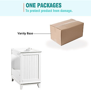 Ymlpre 30" Bathroom Vanity Cabinet Without Sink Top, Modern Bathroom Storage Cabinet with 2 Shutter Doors, 1 Drawer, Sink Basin Not Included, Freestanding Bathroom Vanity Base Without Sink, 30" A