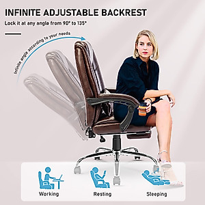 NOBLEMOOD Heating Massage Office Chair Ergonomic High Back Reclining Computer Chair Height Adjustable Swivel Executive Desk Chairs with Footrest and Lumbar Pillow (Black)