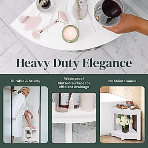 ROHKEX Corner Shower Stool HDPE - Waterproof Shower Bench for Shaving Legs - Easily Assembled Shower Organizer - Shower Seat for Inside Shower (White)