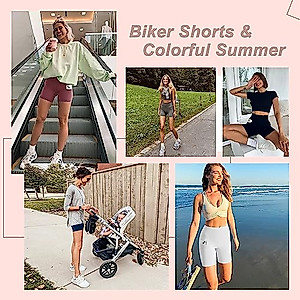 we fleece 2 Pack Biker Shorts for Women High Waist - 5" Soft Summer Womens Shorts Workout Shorts for Running Athletic(2 Pack-Black,Camo, Small-Medium)