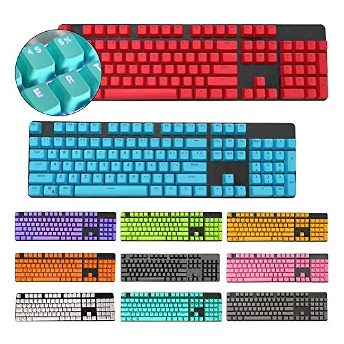 Gaming Mouse and Keyboard 104Pcs/Set PBT Universal Backlit Key Cap Keycaps for Cherry Mechanical Keyboard Computer Peripherals for Cherry/Kailh/Gateron (Color : White)