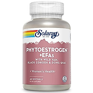 Solaray PhytoEstrogen Plus EFAs Menopause Support | Wild Yam, Black Cohosh, Evening Primrose & Borage | 60ct, 30 Serv.