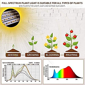 bseah Grow Light Plant Lights for Indoor Plants, Full Spectrum Plant Grow Lights, 10 Dimmable Levels Auto ON & Off with 3/9/12H Timer