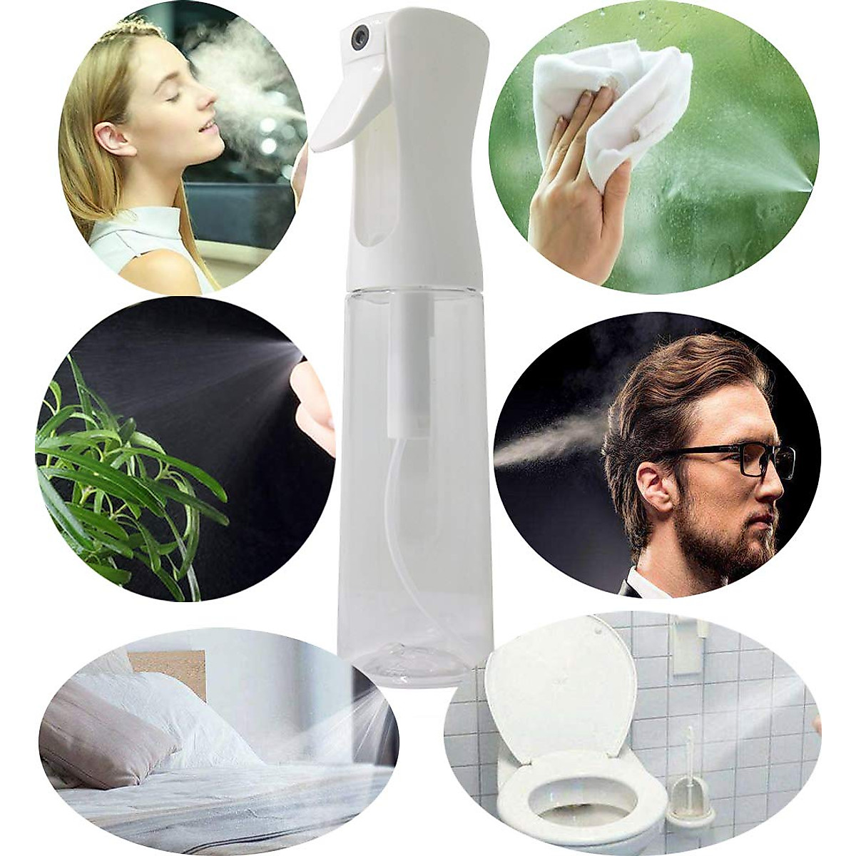 ZeroStage 2 Pack 300ml Water Spray Bottles for Hair Face Plant Mister Continuous Pressurized 360 Fine Mist Sprayers Beauty Salon Supply Clear 10 oz