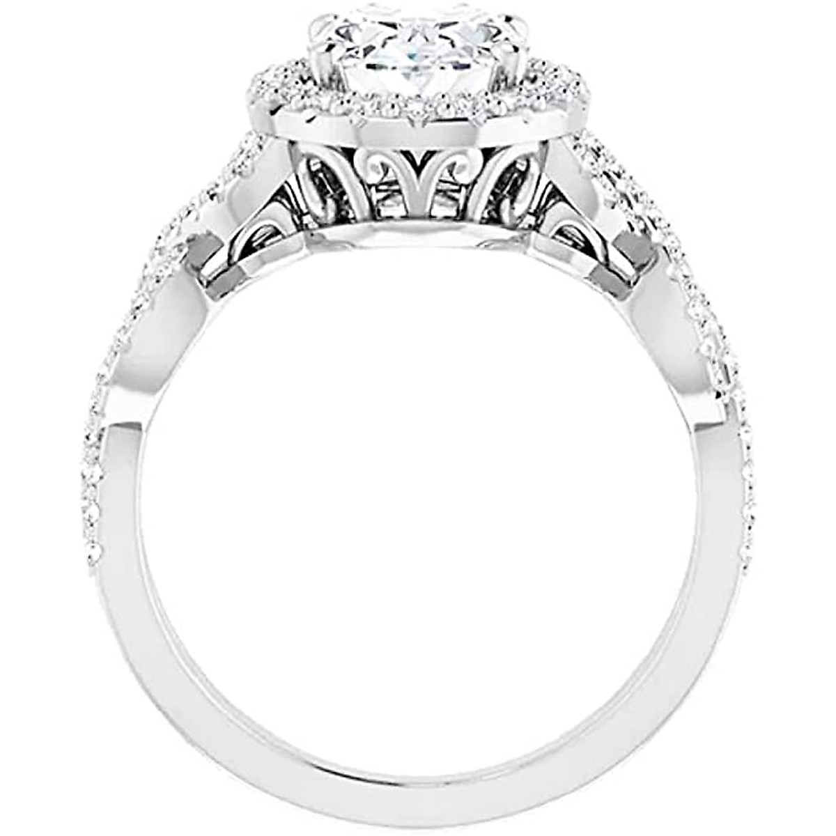 Moissanite World Twisted Infinity Moissanite Ring, Oval 2.0CT, Moissanite Engagement Ring/Moissanite Wedding Ring/Moissanite Bridal Ring Set, 925 Sterling Silver (9.5)