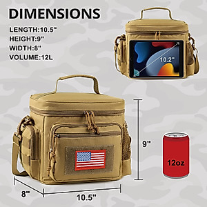 ATRIPACK Lunch Box for Men, Tactical Lunch Bag MOLLE Webbing Leakproof Insulated Large Lunch Cooler Women Adult Meal with Adjustable Shoulder Strap Durable Lunch Pail (Brown)