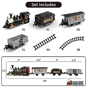 Lucky Doug Electric Train Set for Kids, Train Toys with Sounds Include 4 Cars and 10 Tracks, Classic Toy Train Set for 3 4 5 6 Years Old Boys Girls