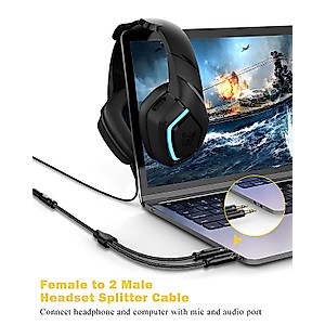 SOLMIMI Bundle Headset Splitter Cable with 4 Pole TRRS Headphone Extension Cable 4FT