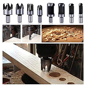 Rocaris 34-Pack Woodworking Chamfer Drilling Tool, 6Pcs Countersink Drill Bits, 7Pcs Countersink Drill Bit, 8Pcs Wood Plug Cutter, 1Pcs Center Punch, 8Pcs Core Drill Bit Set and 3pcs Step Drill Bit