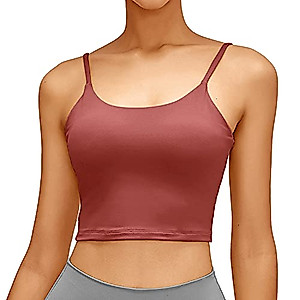 Match Womens Padded Sports Bra Fitness Workout Running Yoga Tank Top (Stone red, L)