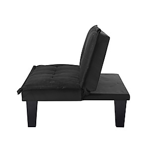 KELRIA Convertible Folding Sofa Bed, Modern Futon Upholstered Couch Backrest, 3 Angles Adjustable Back for Compact Living Spaces,Apartments Office Dorms, Black