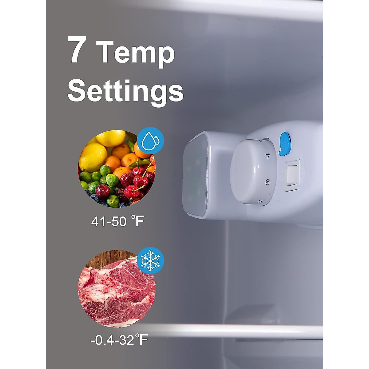 Maine Mini Fridge, Small Fridge with Freezer 3.2 Cu.Ft. 2-Door Compact Refrigerator with 7 Level Adjustable Thermostat Control Perfect for Kitchen Dorm Apartment Office Wood