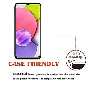 beukei (3 Pack) Compatible for Samsung Galaxy A03s Screen Protector Tempered Glass, Touch Sensitive,Case Friendly, 9H Hardness，for Galaxy A03 Core/Galaxy A03s Screen Protector