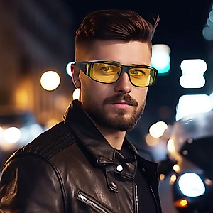 Peekaco Night Vision Driving Glasses Fit Over Glasses, Wrap Around Nighttime Glasses Anti Glare Polarized for Men Women