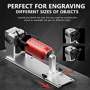 ORTUR YRC1.0, Y-axis Rotary Chuck for Most Laser Engravers, Jaw Chuck Rotary, Y-axis Rotary Roller Engraving Module for Engraving Cylindrical Objects, Wine Glass, Tumbler, Ring
