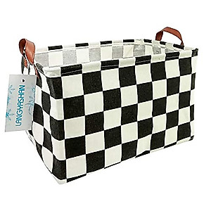 LANGYASHAN Rectangular Storage Bin Collapse Canvas Fabric Cartoon Storage Basket with Handles for Organizing Home Kitchen Boys and Girls Toys Office Closet Shelf Baskets (Rec-Racing Flag)