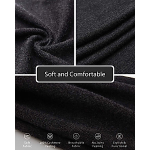 EURKEA Men's 100% Merino Wool Scarf, Beanie Hat Gift Box Set Charcoal