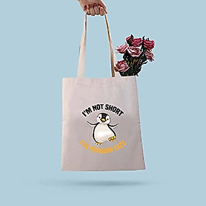 BDPWSS Funny Penguin Gift Penguin Lover Gift I'm Not Short I'm Penguin Sized Penguin Inspired Tote Bag (Penguin size TG)