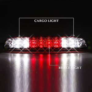 LED 3rd Brake Light For 99-16 Ford F250 F350 F-450 F-550 Super Duty 93-11 Ford Ranger, 01-05 Ford Explorer Sport Trac High Mount Stop Light Cargo Lamp (Chrome Housing Red Lens)