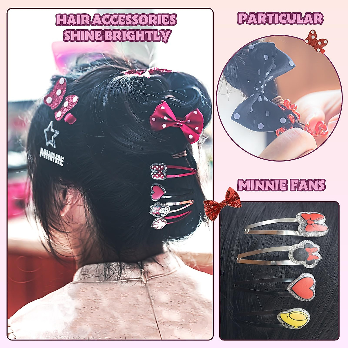Disney Minnie Mouse Hair Accessories Set for Kids, Perfect for Parties, Sleepovers and Makeovers, Ages 3+, By Townley Girl
