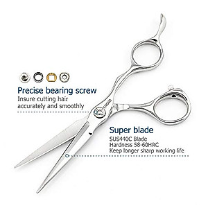 Barber Scissors 5.5" Professional Hair Scissors Hair Cutting Shears Hair Cutting Scissors Haircut Shears 440C Barber Shears Hairdresser Scissors Sharp Hair Scissors Bearing Screw Kinsaro