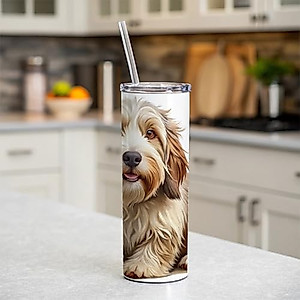 Petit Basset Griffon Vendeen Dog Illustration Skinny Tumbler 20oz with Straw Insulated Water Bottle Gift
