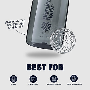 BlenderBottle SportMixer Shaker Bottle Perfect for Protein Shakes and Pre Workout, 20-Ounce, Plum