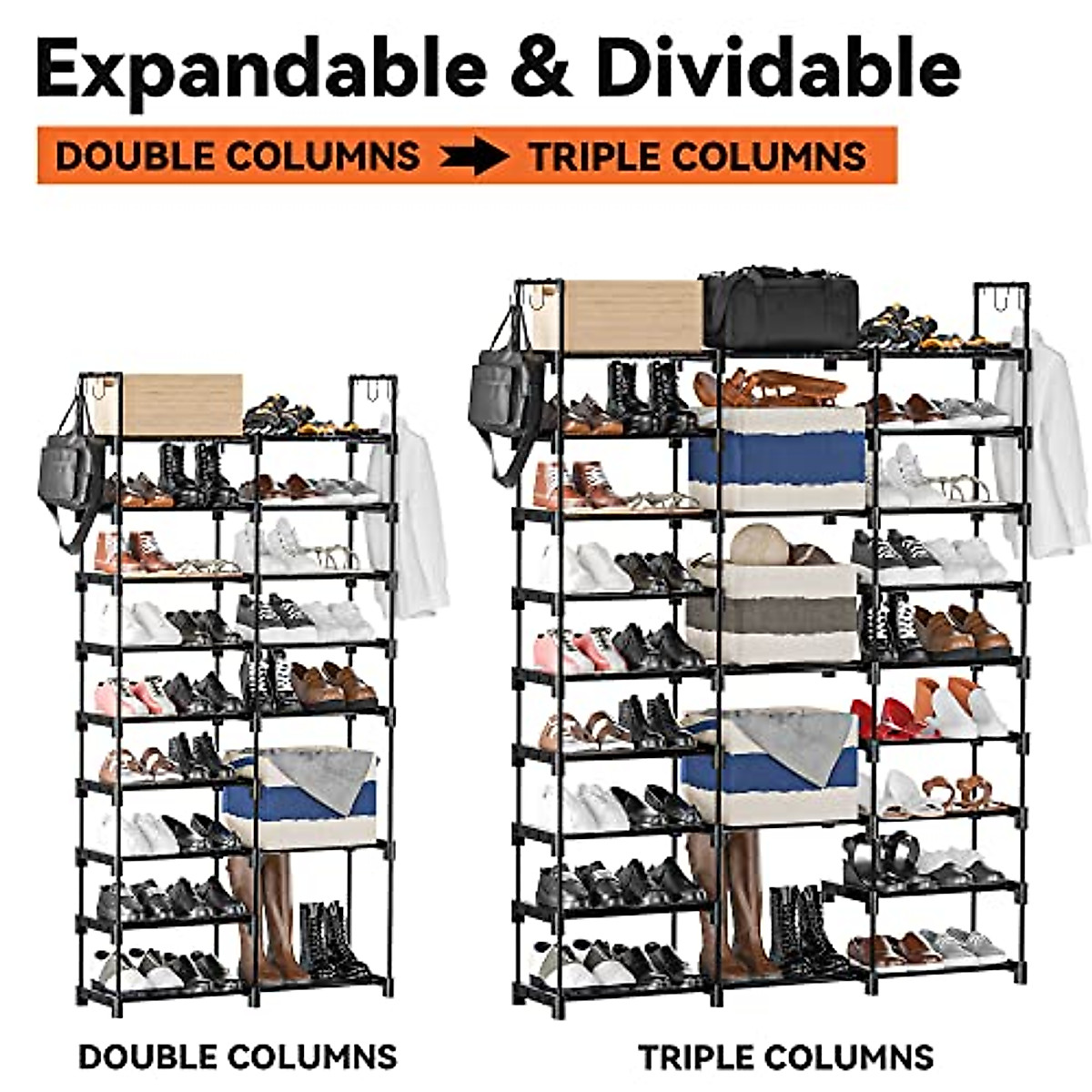 HOCAT 9 Tiers Shoe Racks for Entryway Shoe Rack Organizer Large Shoe Shelf for 50-55 Pairs Shoe Boot Storage Sturdy Stackable Free Standing Closet Bedroom Garage