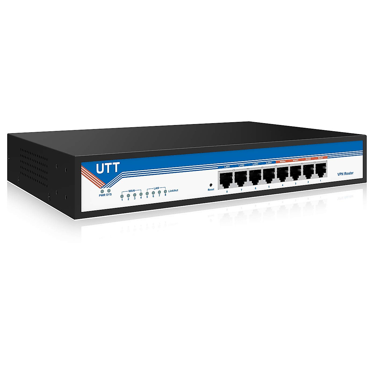 UTT ER520 4 WAN Ports Router with 4 100M WAN Ports 4 100M LAN Ports, Wired VPN Router with Load Balance & Failover, IPSec and PPTP VPN, Access Control, for Home and Small Business