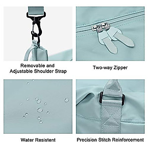 Sports Gym Bag Tote Bag for Men Women, Travel Duffel Bag with Wet Pocket, Shoulder Weekender Overnight Bag,Light Blue